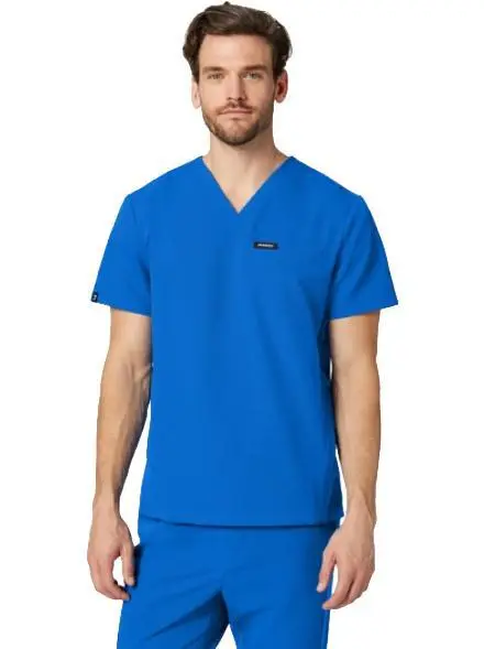 JAANUU Platt 3-pocket Classic V-neck Scrub Top - Royal Blue