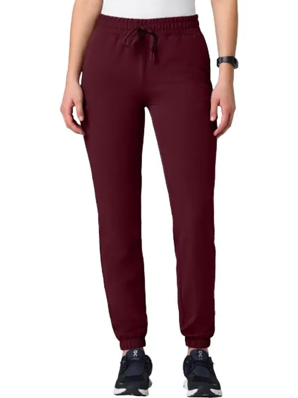 JAANUU Jace 7-pocket Skinny Scrub Jogger - Burgundy