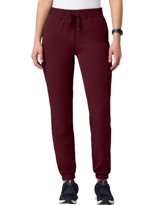 JAANUU Jace 7-pocket Skinny Scrub Jogger - Burgundy