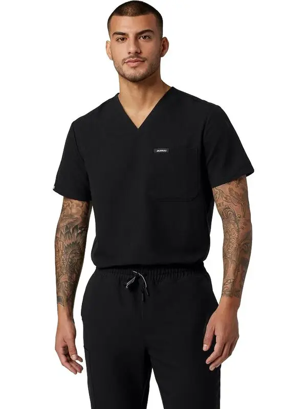 JAANUU Holmes Classic V-neck Scrub Top - Black