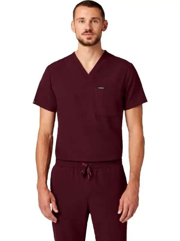 JAANUU Holmes Classic V-neck Scrub Top - Burgundy