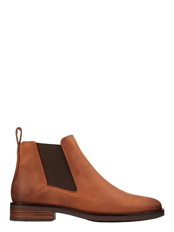Clarks Memi Top Leather Ankle Boots - Dark Tan