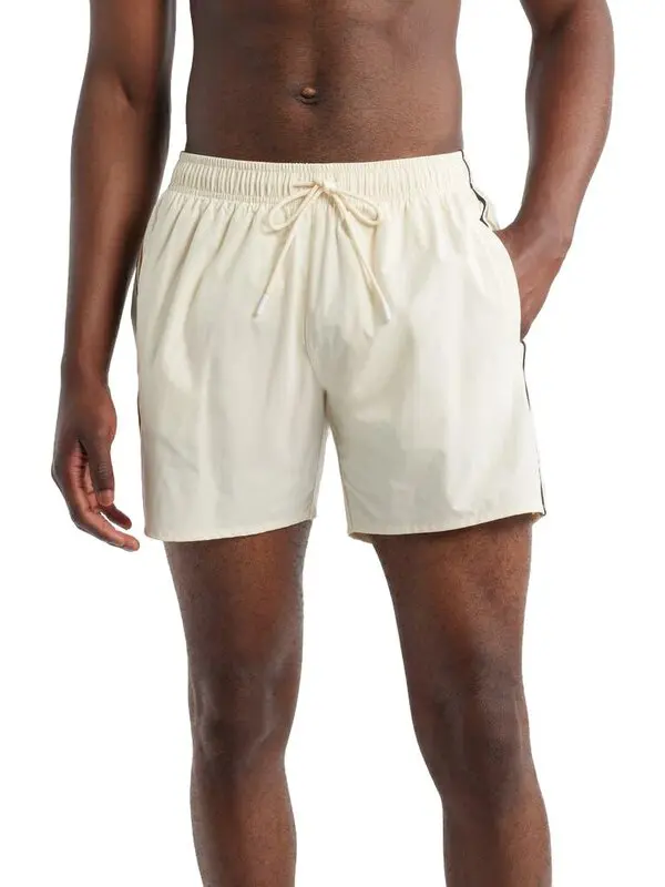 Hugo Boss Side Stripe Stretch Swim Trunks - Open White