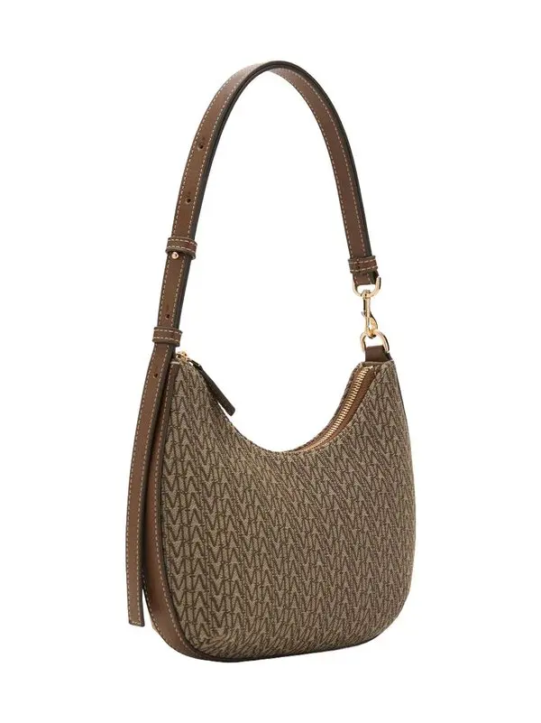 Mango Logo Jacquard Shoulder Bag - Chocolate