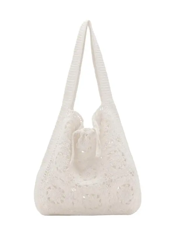 Mango Crochet Shopper Bag - White