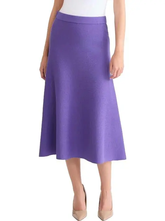 Misook Knit A-line Midi Skirt - Concord Purple