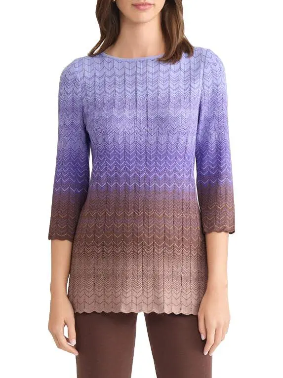 Misook Ombré Pointelle Sweater - Purple Multi