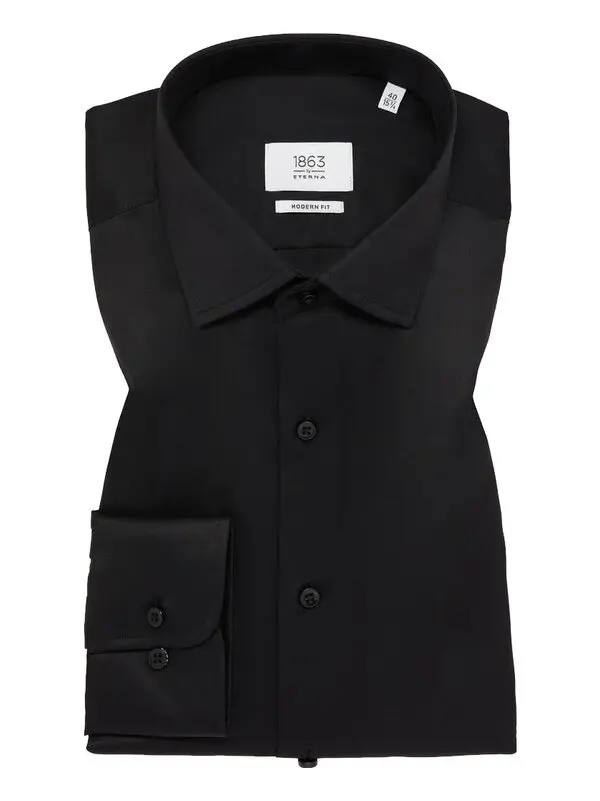 1863 BY ETERNA Luxury Modern Fit Non-iron Dress Shirt - Black