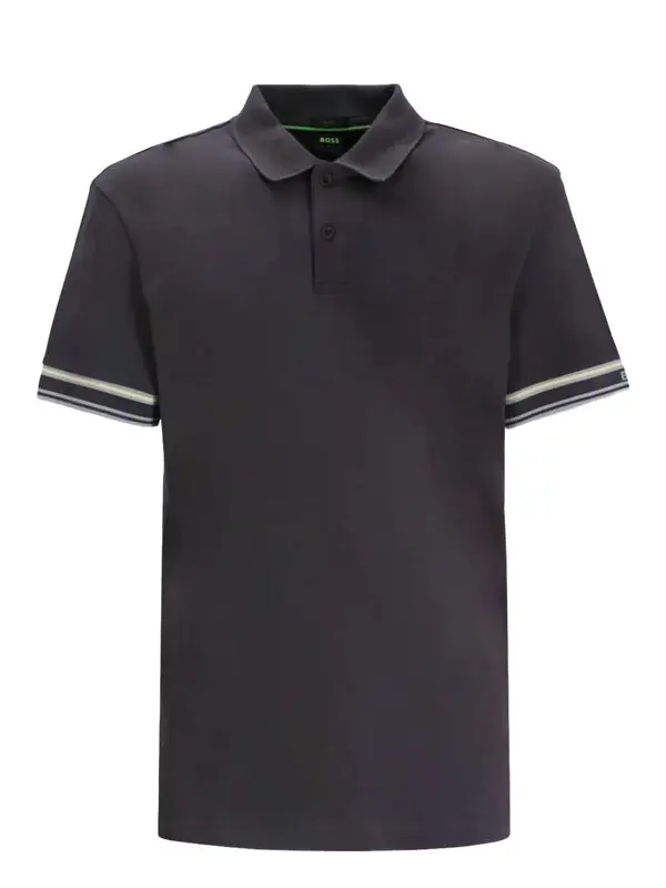 BOSS Striped-cuff Polo Shirt - Grey
