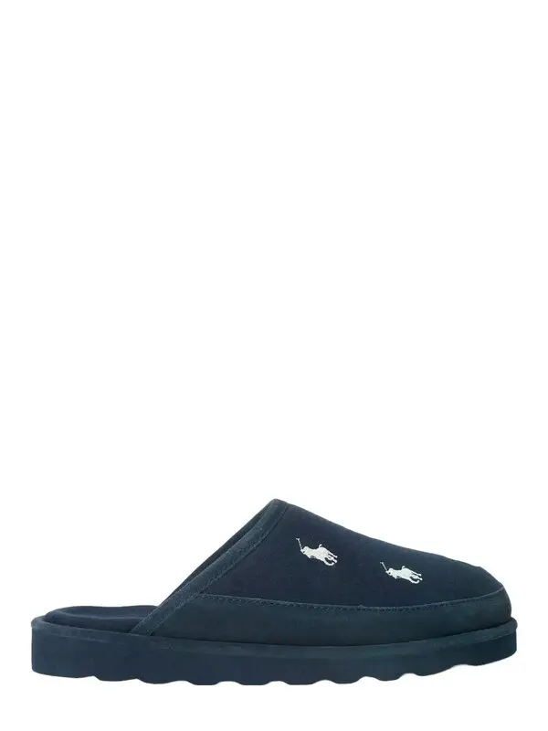Polo Ralph Lauren Embroidered Cotton Slippers - Blue