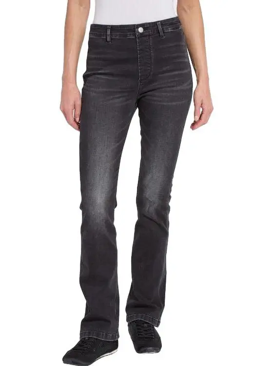 Lyssé Estelle Pull-on Flare Jeans - Distressed Black