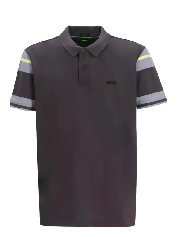 BOSS Striped-detail Polo Shirt - Grey