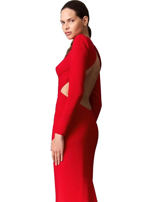 Stella McCartney Backless Long-sleeve Floor-length Gown - Lipstick