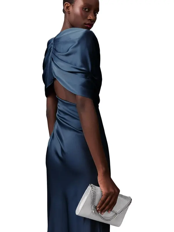 Stella McCartney Satin Wrap-over Maxi Dress - Navy