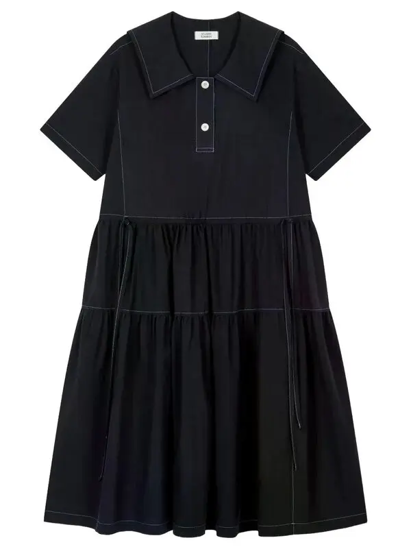STUDIO TOMBOY Collared Tiered Dress - Black