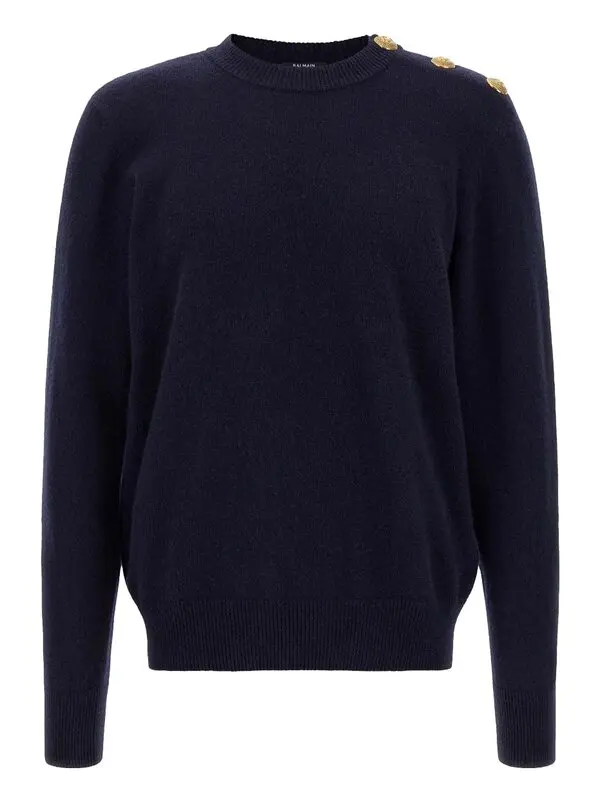 Balmain Leone Catena Button Sweater - Blue