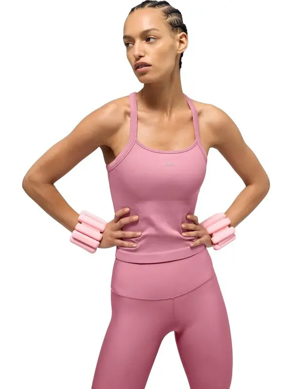 Alo Yoga Seamless Ribbed Full-length Bra Tank Top - Pink Wild Rose