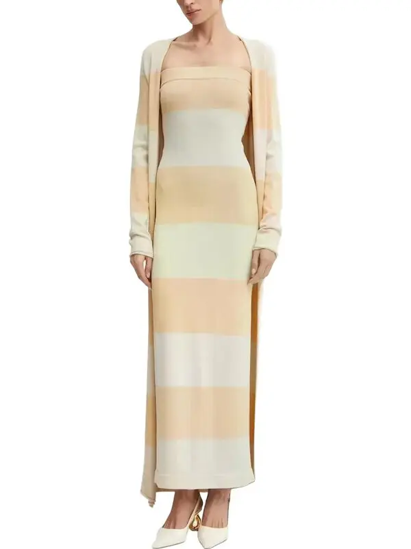 Liviana Conti Strapless Striped Maxi Dress - Neutrals