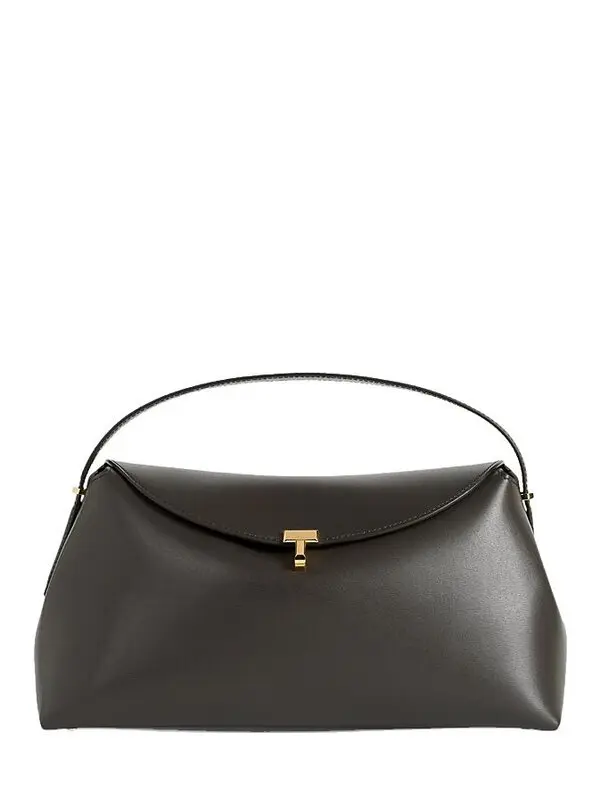TOTEME T-lock Smooth Leather Convertible Top Handle Bag - Bark Smooth-leather