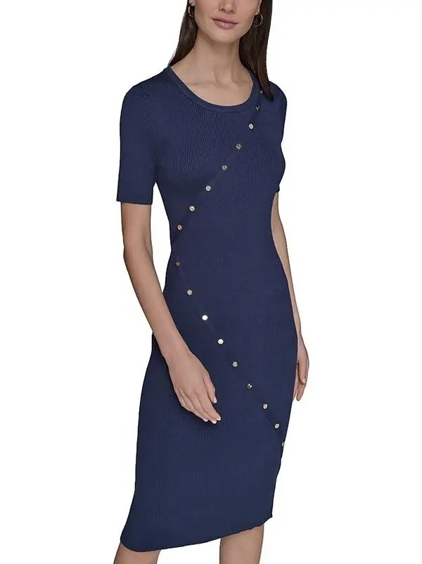 Karl Lagerfeld Paris Button-trimmed Sweater Dress - Naval Academy