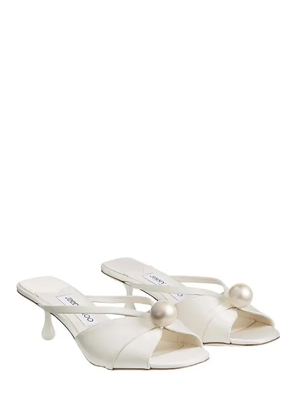 JIMMY CHOO Siva 50 Mule Sandals - Ivory/white
