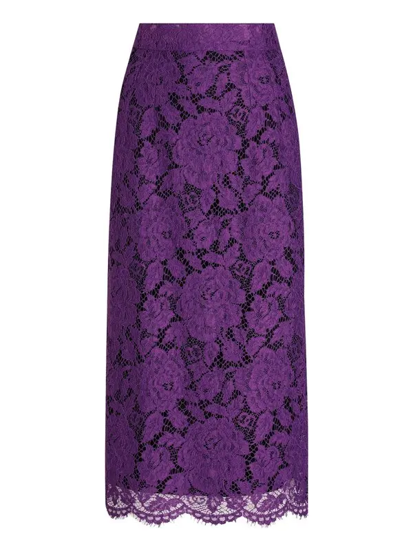 Dolce & Gabbana Straight Cordonetto Lace Skirt - Purple