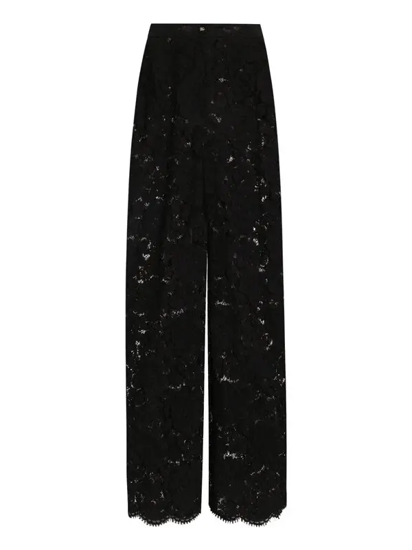 Dolce & Gabbana Cordonetto Lace Wide Leg Trousers - Black