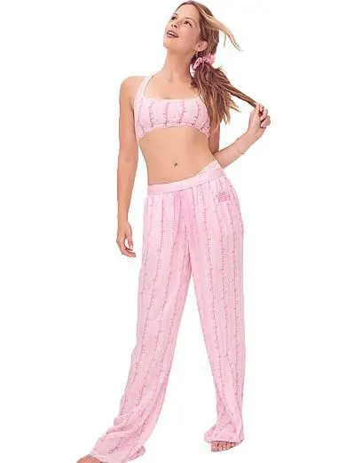 Pink X Loveshackfancy Silky Sleep Pants - Print