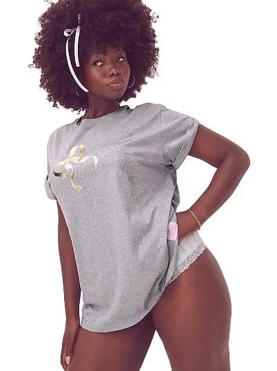 Pink X Loveshackfancy Campus Cotton™ Tee - Grey