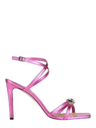 Pinko Sandals In Leather With Crystals - Fuchsia