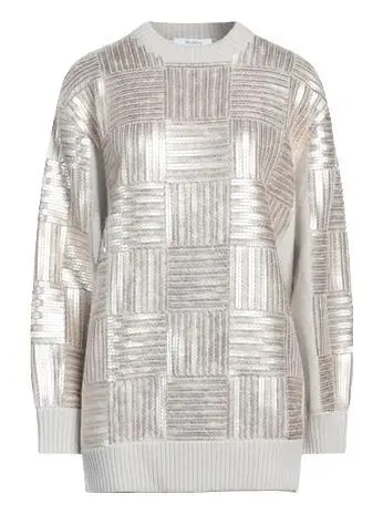 Max Mara Sweater In Virgin Wool Blend With Sequin Appliqués - Beige