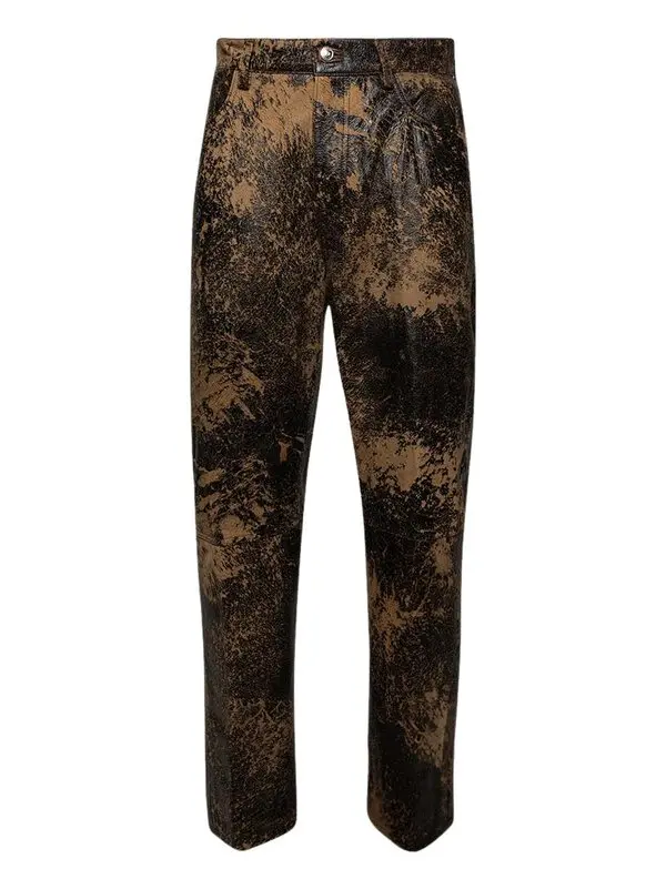 NAHMIAS Aged Leather Venice Jeans - Brown