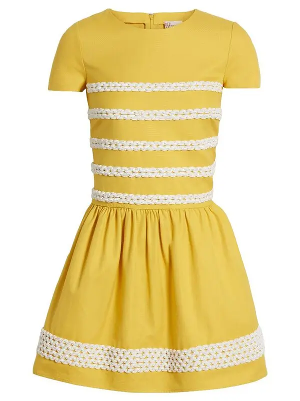 Red Valentino Embroidered Cotton Mini Dress - Yellow