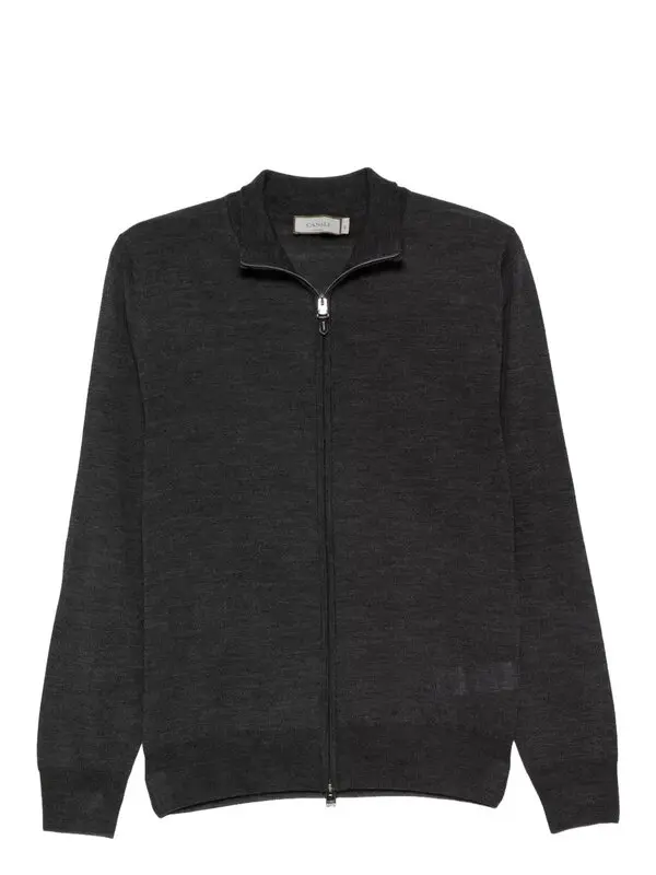 Canali Zip-front Wool Cardigan - Grey