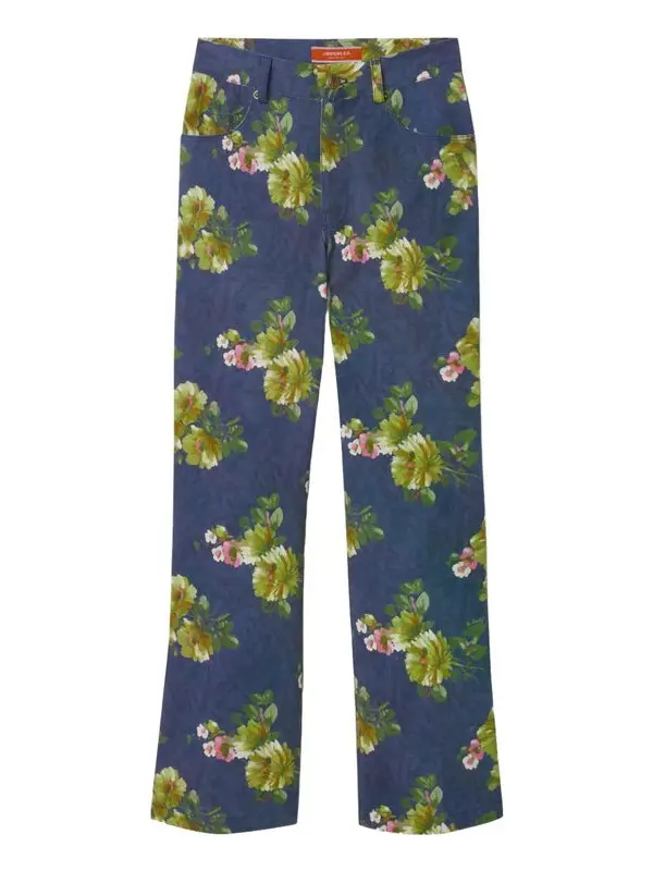 La DoubleJ Floral-print Flared Jeans - Blue