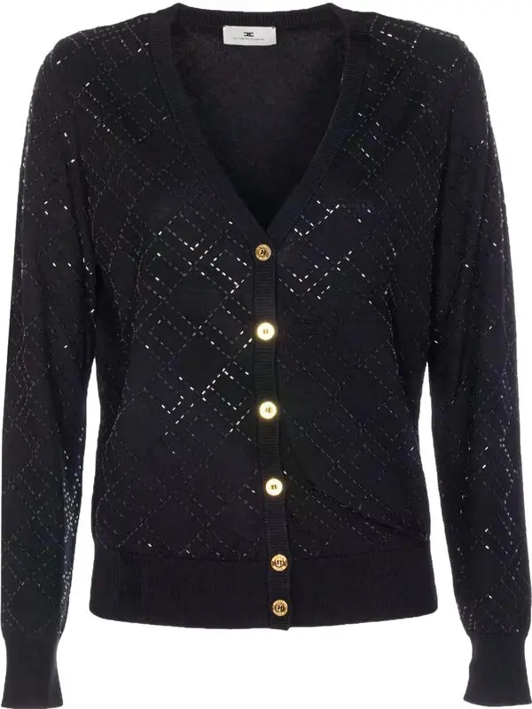 Elisabetta Franchi Diamond-pattern Cardigan - Black