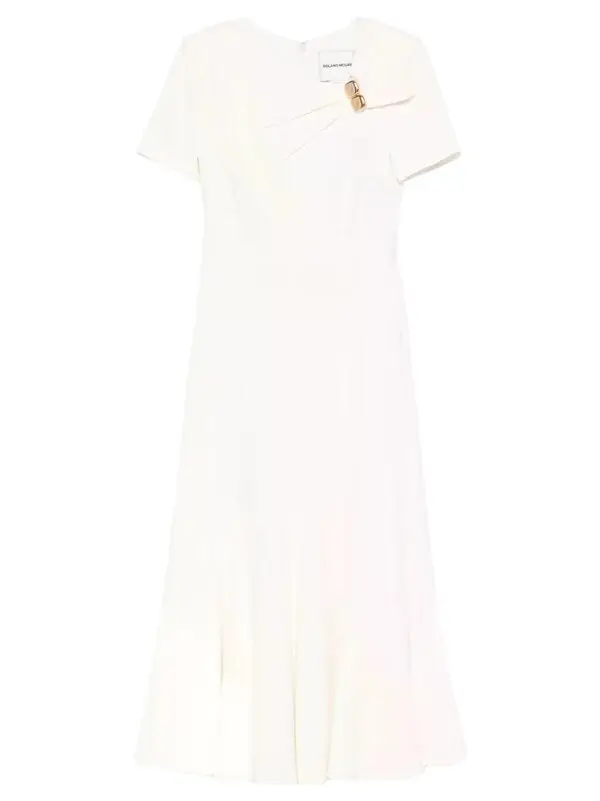 Roland Mouret Pleated Knot-detail Midi Dress - Neutrals