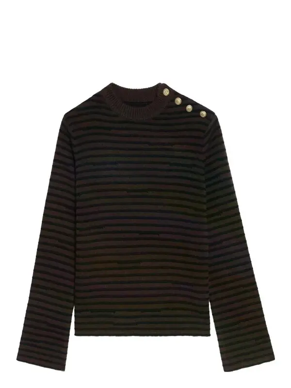 Zadig&Voltaire Striped Sweater With Gold Buttons - Brown