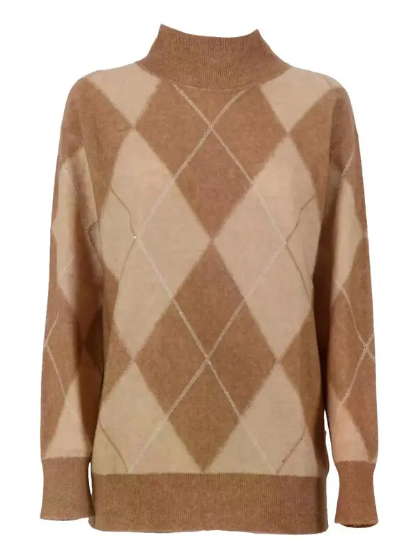 Lorena Antoniazzi Argyle-knit Turtleneck Sweater - Brown