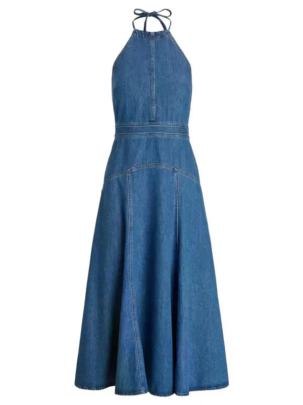 Polo Ralph Lauren Halterneck Denim Midi Dress - Blue