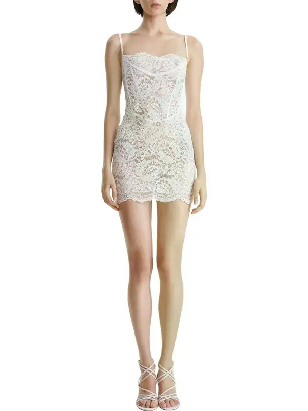 2310 STUDIO Lace Corset Mini Dress - White