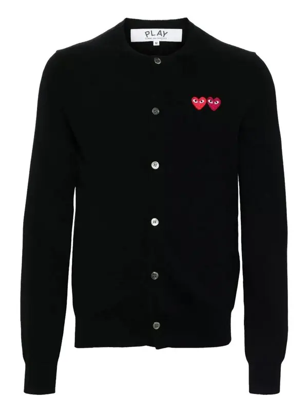 Play Comme Des Garcon Heart-logo Cardigan - Black