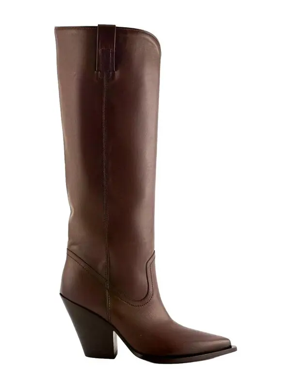 Elena Iachi 90mm Pointed-toe Knee-high Boots With Side Details - Brown