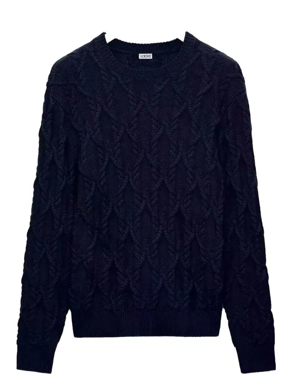 Loewe Cable-knit Cotton Sweater - Blue