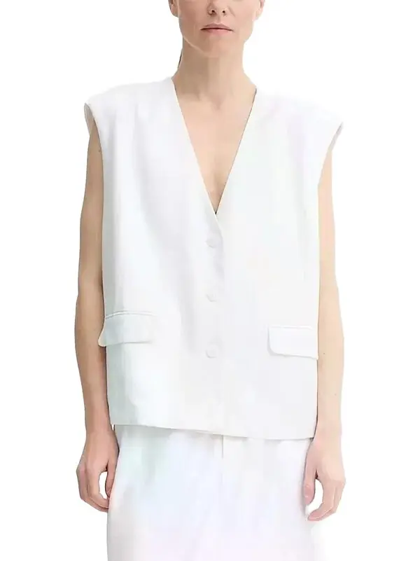 GESTUZ Button-fastening Sleeveless Waistcoat - White
