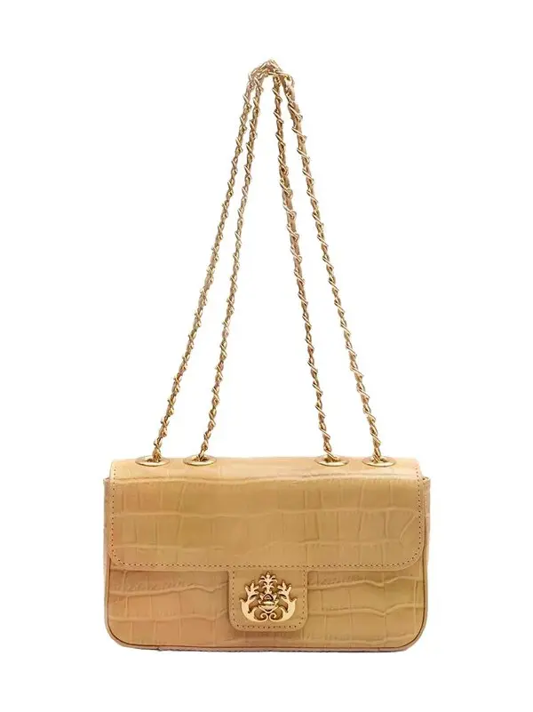 ISLA Anne Crocodile-embossed Shoulder Bag - Neutrals