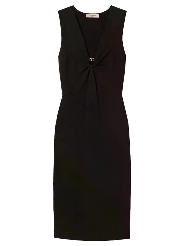 TWINSET V-neck Sleeveless Midi Dress - Black