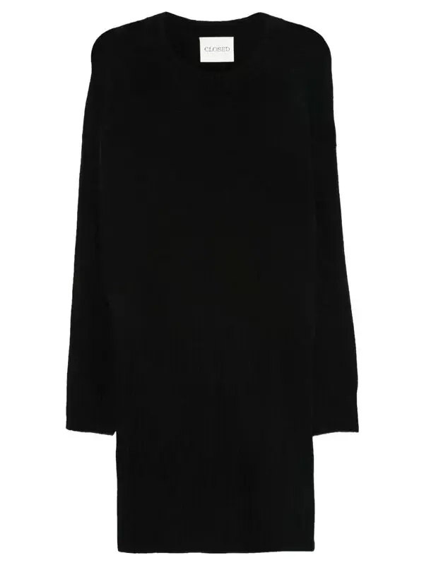 Closed Crew-neck Knit Midi Dress - Black