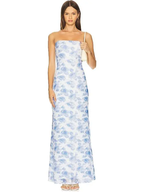 MORE TO COME Laci Maxi Dress - Blue Floral