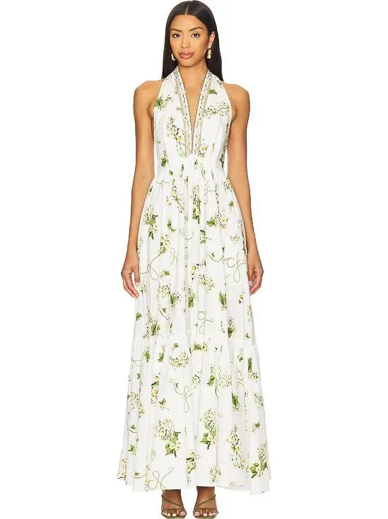 Camilla Ruffle Hem Halter Dress - Botanical Utopia